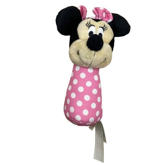Disney | Toys | Disney Baby Minnie Mouse Stick Plush Rattle Polka Dots ...